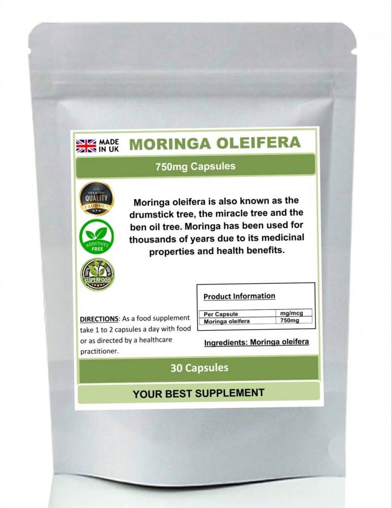 Moringa Oleifera Capsules 800mg 100% Natural (pure) Super-Food, The ...